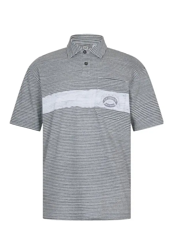 C.P. COMPANY Shortsleeve Striped Polo Shirt - Gray
