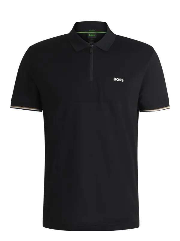 Hugo Boss Short Sleeve Zip Polo - Black