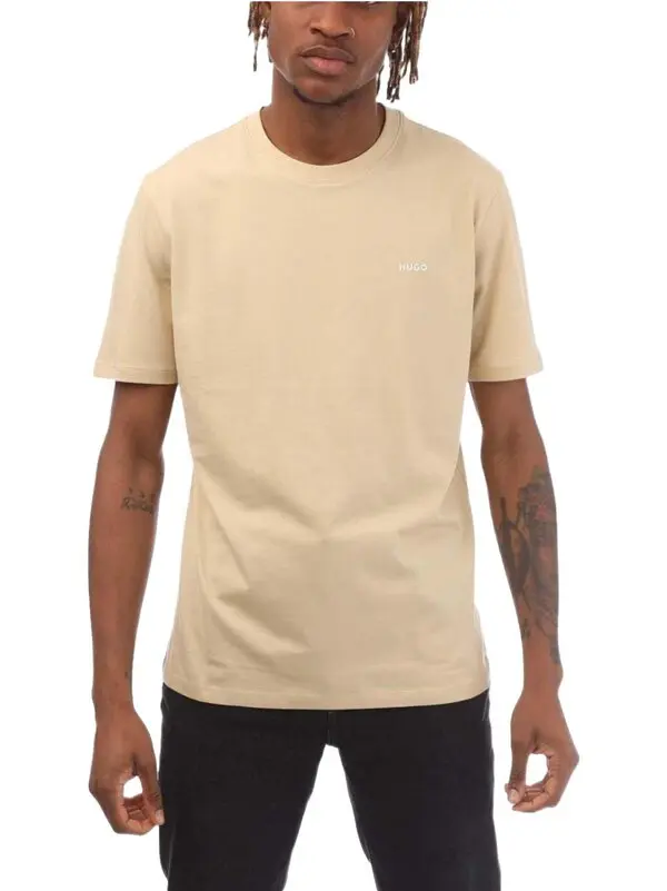 Hugo Boss Cotton T-shirt With Logo Detail - Beige