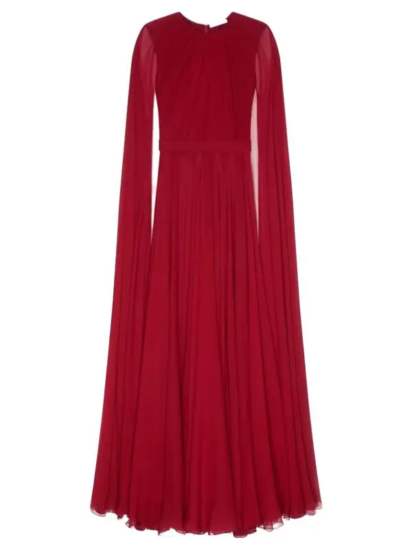 Givenchy Crepon Evening Dress With Cape - Deep Red