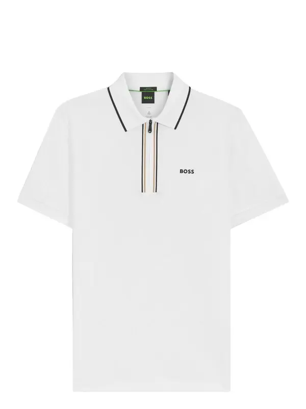 Hugo Boss Slimfit Zipup Polo Shirt - White
