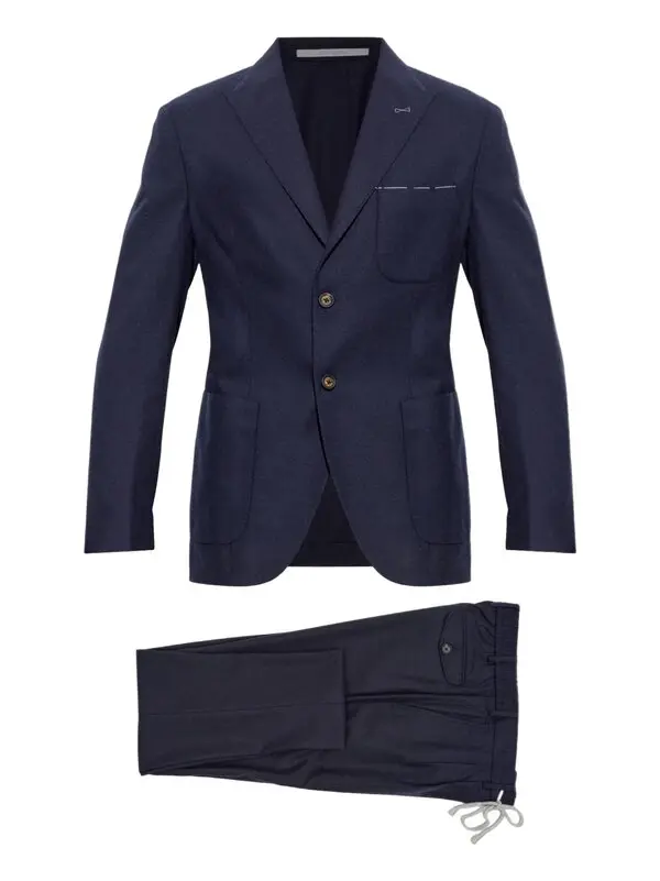 Eleventy Single-breasted Suit And Trousers Two-piece Set - Navy Blue