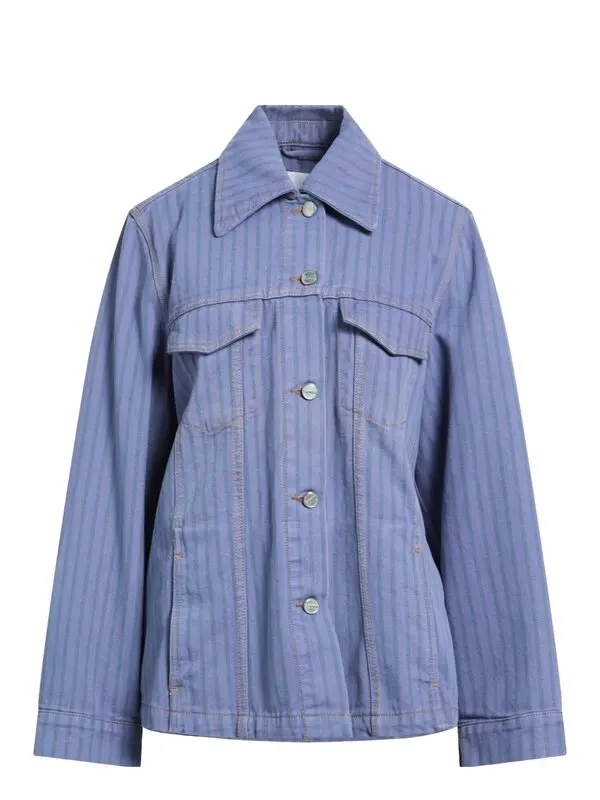 GANNI Striped Denim Jacket - Blue