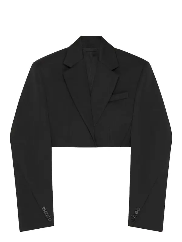 Givenchy Cropped Cocoon Jacket In Wool - Black