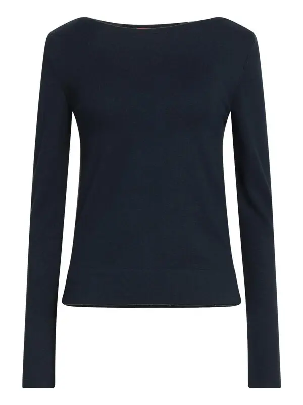MAXCO. Long Sleeve Crew Neck Knit Top - Blue