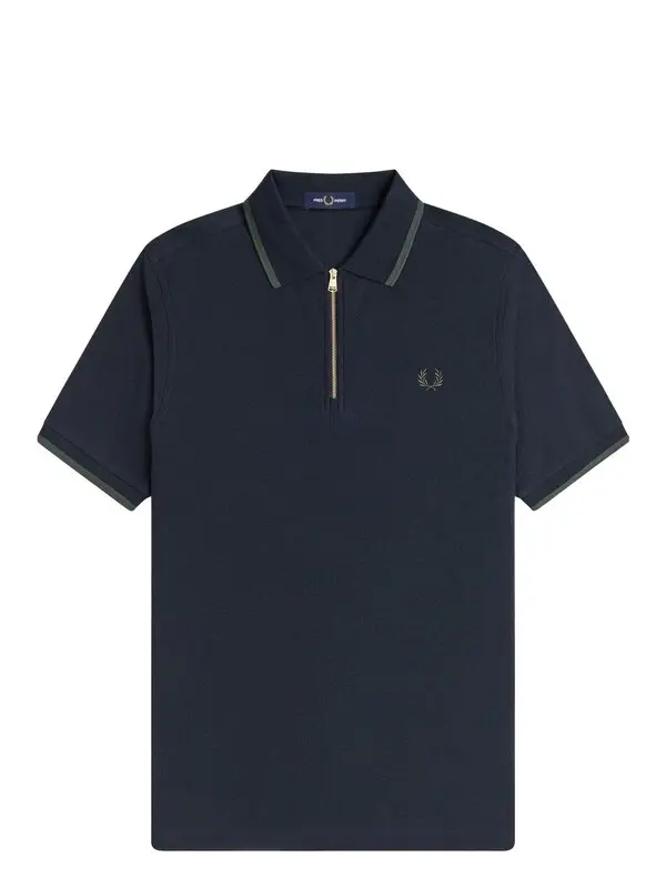Fred Perry Zip-up Polo Shirt - Black