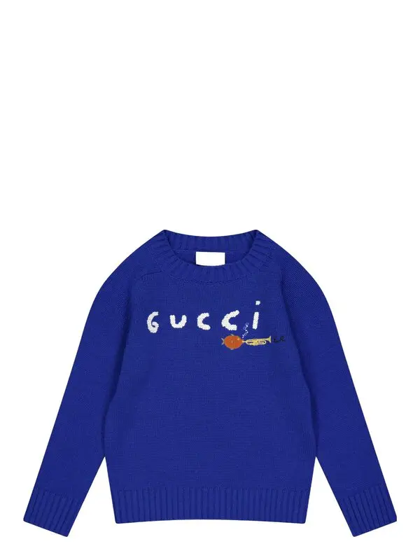 Gucci Crew Neck Knitted Top - Blue