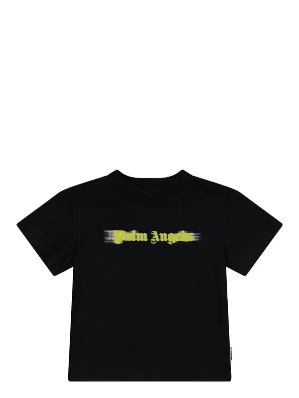 Palm Angels Crewneck T-shirt With Motionblur Letter Print - Black