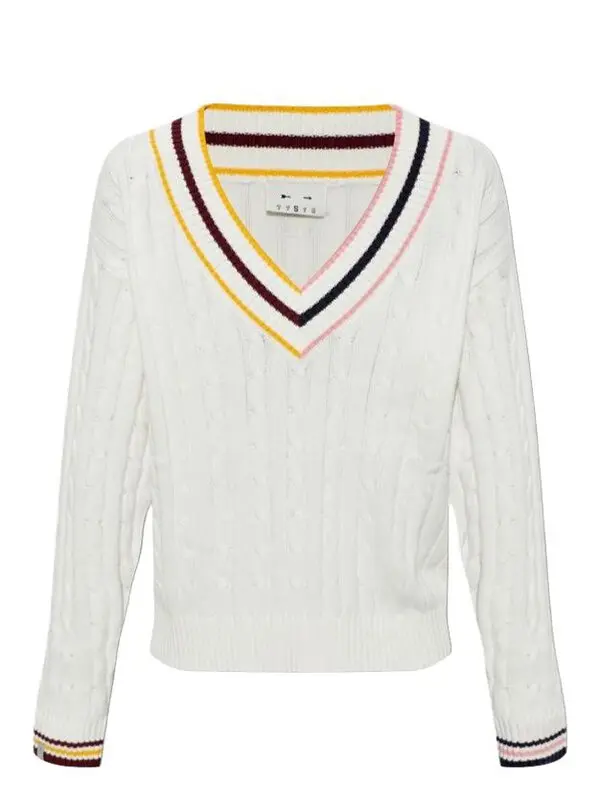 The Upside Josette Cable Knit V-neck Sweater - Cream