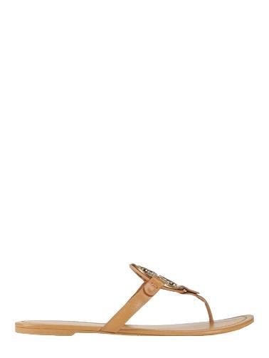 Tory Burch Embellished Leather Flip-flops - Nude