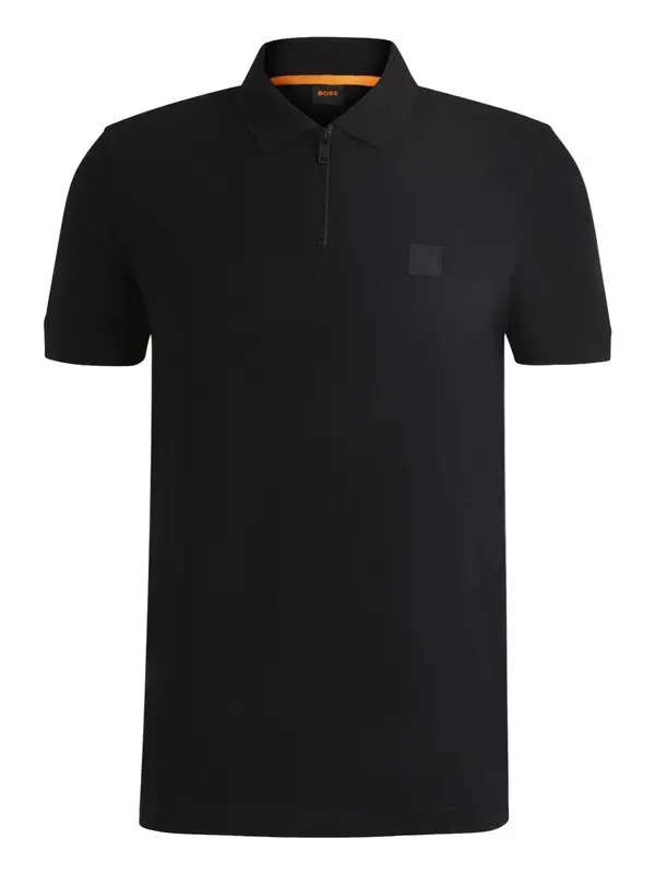 Hugo Boss Zip-up Short Sleeve Polo Shirt - Black