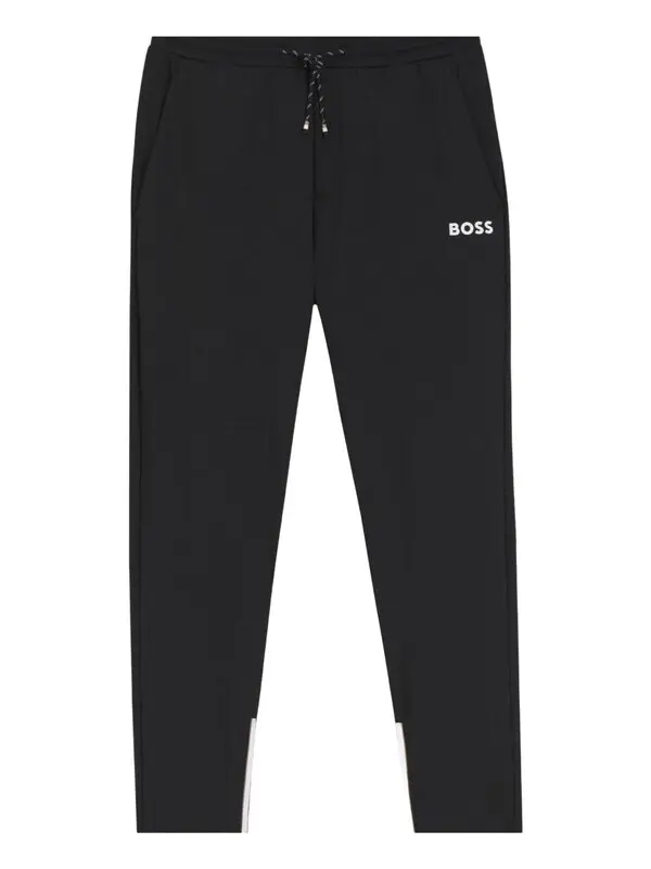Hugo Boss Drawstring Casual Trousers With Contrast Hem Detail - Black