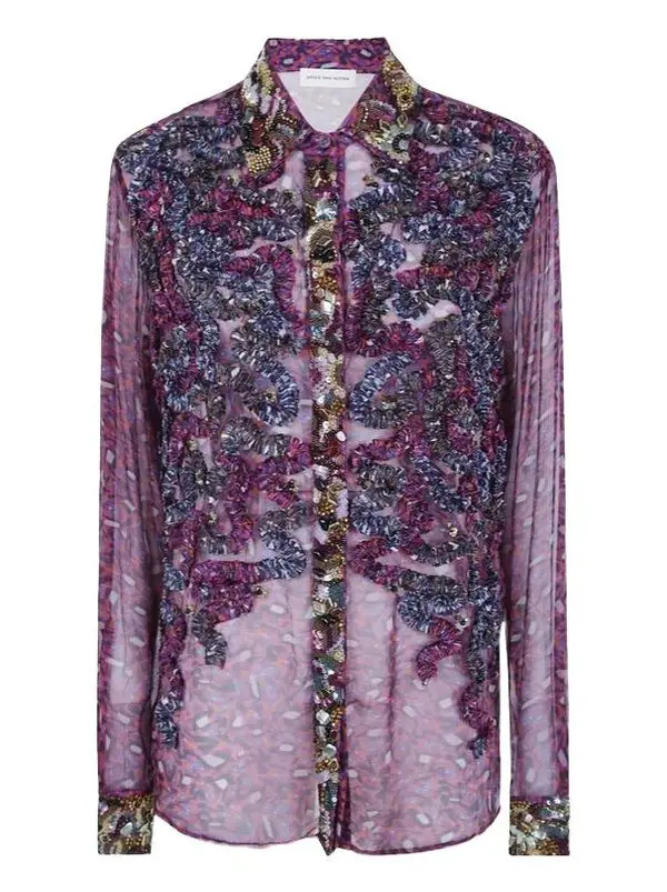Dries Van Noten Embellished Sequin Shirt - Pink