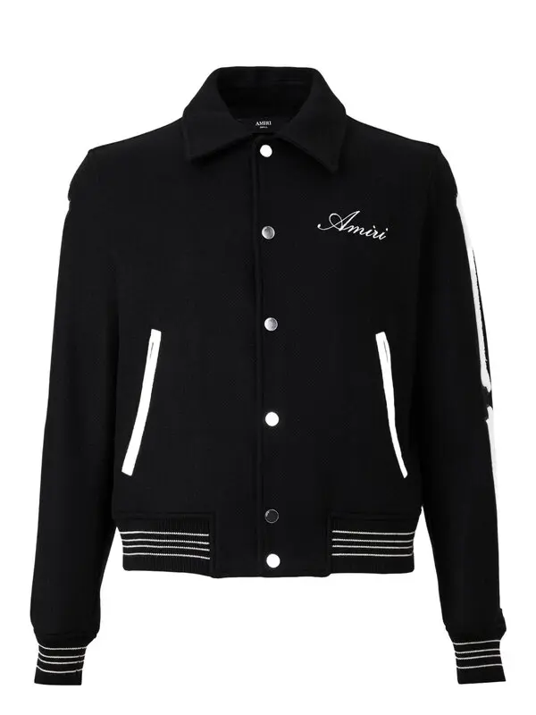 Amiri Collared Varsity Jacket With Embroidered Logo - Black