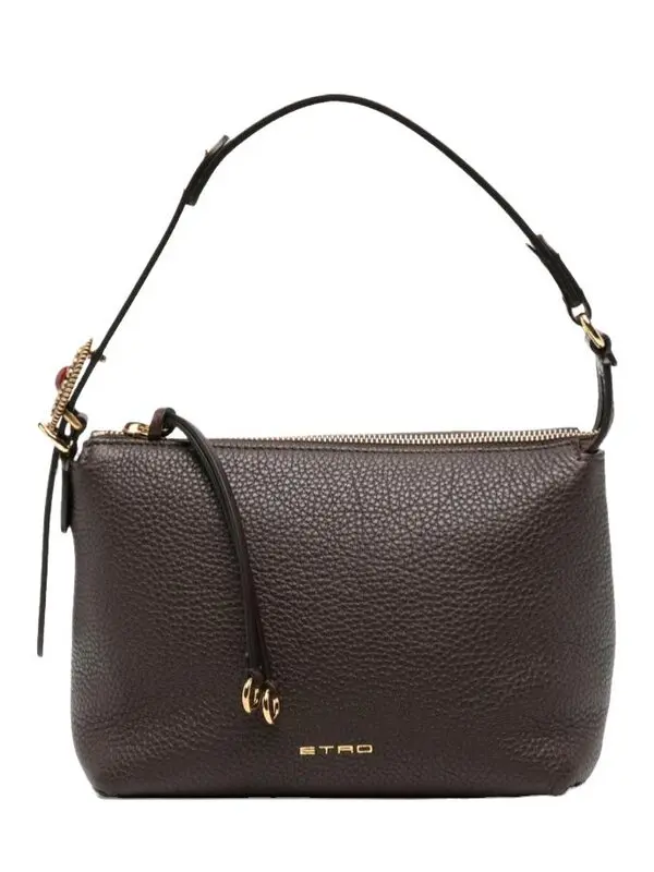 Etro Grainy Leather Shoulder Bag - Dark Brown