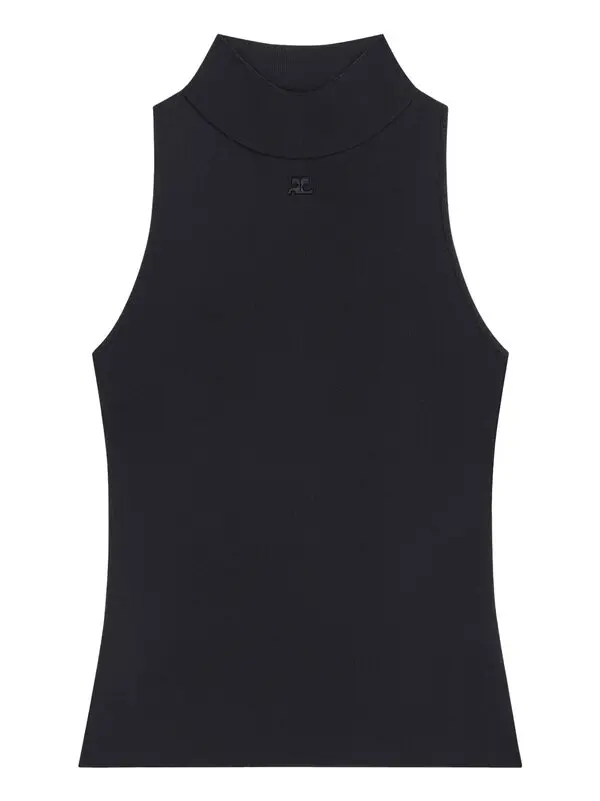 COURREGES Heritage Knit Top With Mock Neck - Black