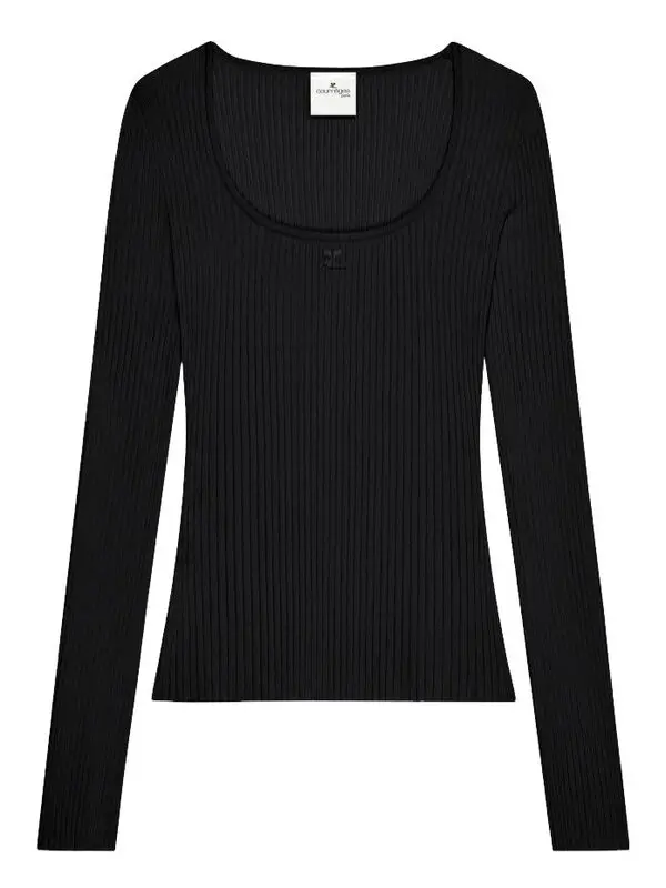 COURREGES Heritage Rib Knit Top - Black