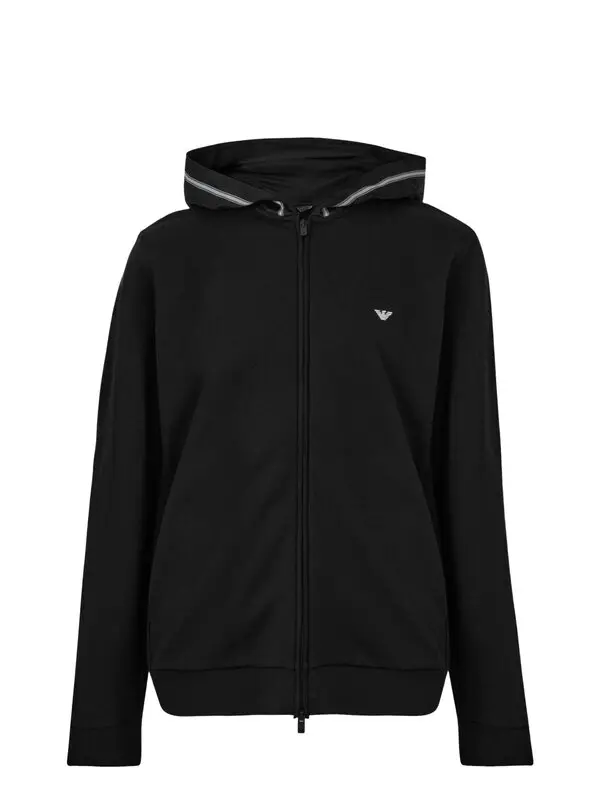 Emporio Armani Full-zip Hooded Sweatshirt - Black