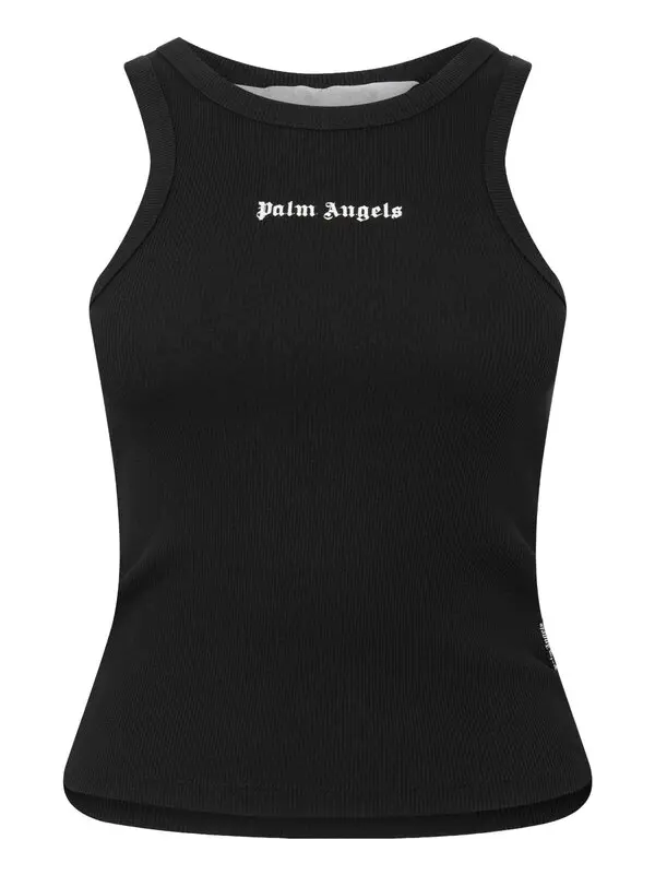 Palm Angels Sleeveless Ribbed Tank Vest - Black