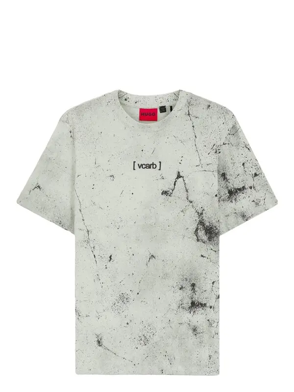 Hugo Boss Distressed Speckled Print Crew Neck T-shirt - White