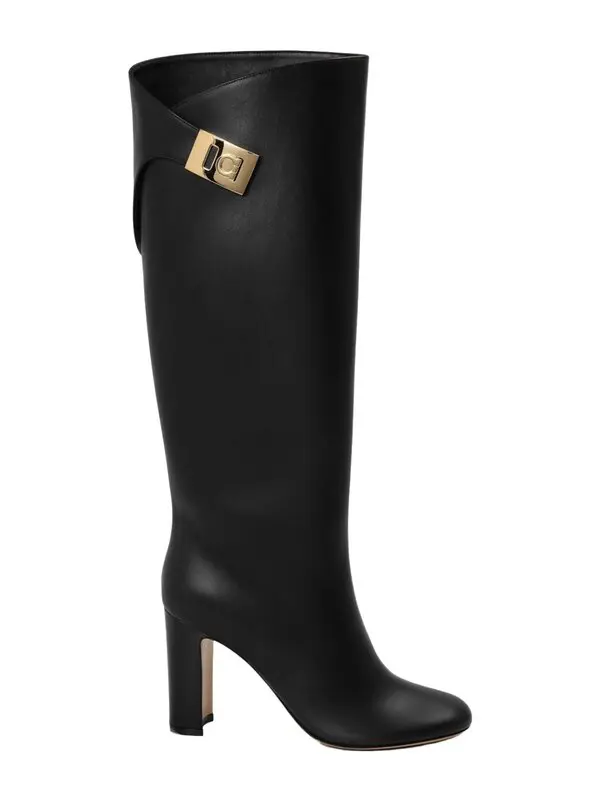 FERRAGAMO Leather Knee-high Boots - Black