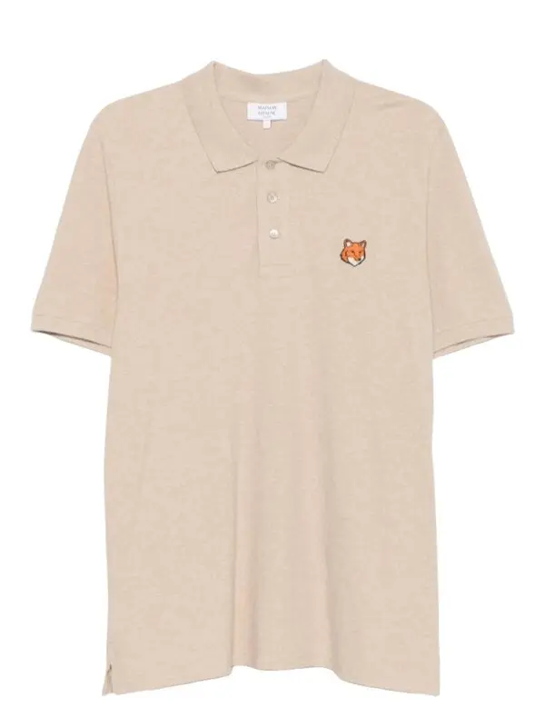Maison Kitsuné Fox Head Patch Polo Shirt - Beige