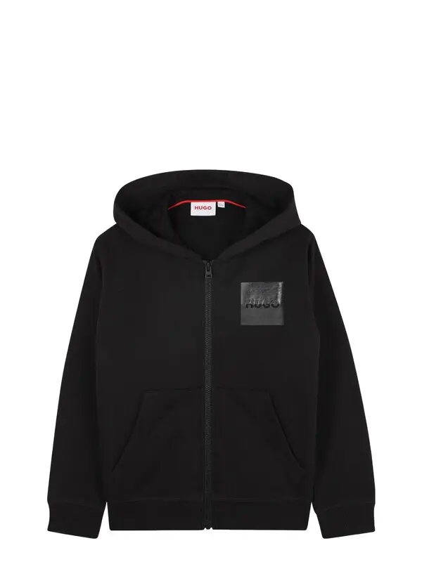 Hugo Boss Zipper Hooded Sweatshirt With Logo Detail - Black