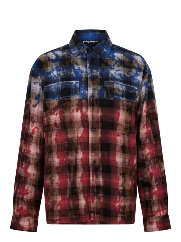 Palm Angels Long Sleeve Plaid Shirt - Black