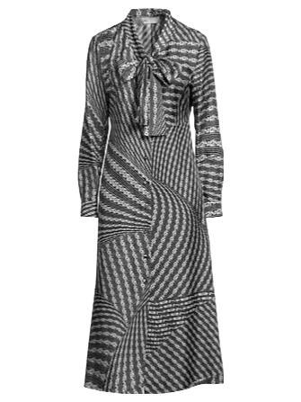Tory Burch Satin Floral Print Shirt Dress - Black