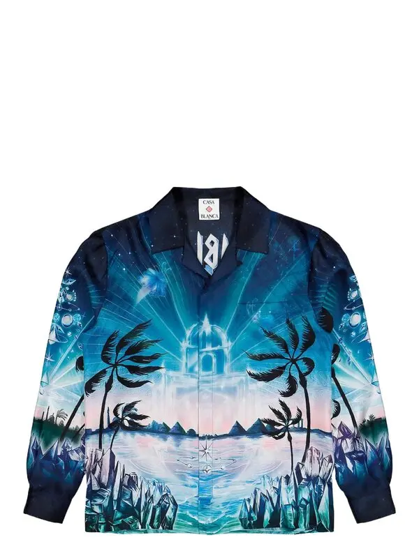 Casablanca Long-sleeved Satin Shirt - Blue
