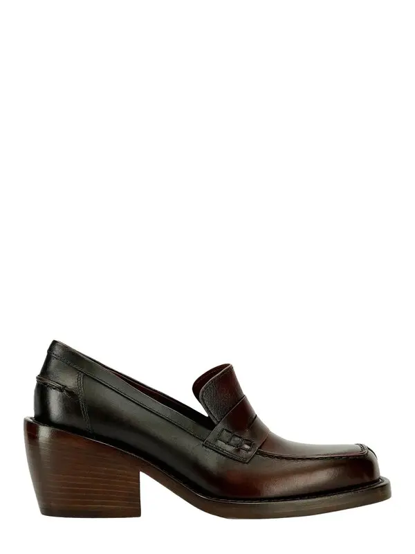 Dries Van Noten Heeled Leather Loafers - Tan