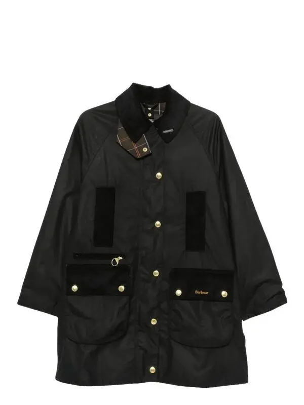 Barbour Corduroy Trimmed Waxed Field Jacket - Black