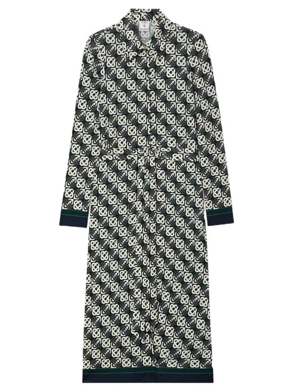 Casablanca Monogram-print Long-sleeve Midi Dress - Grue