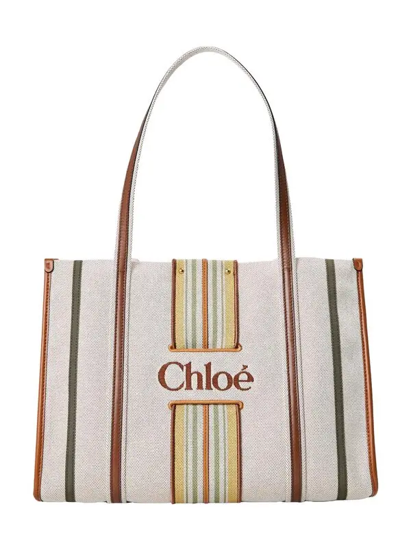 Chloé Canvas Tote Bag With Embroidered Logo - White
