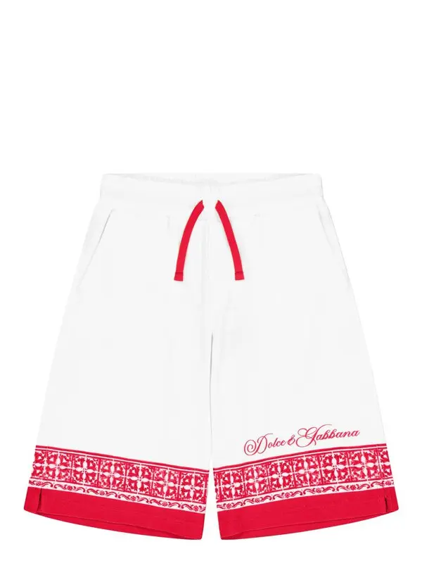Dolce & Gabbana Printed Drawstring Shorts - White