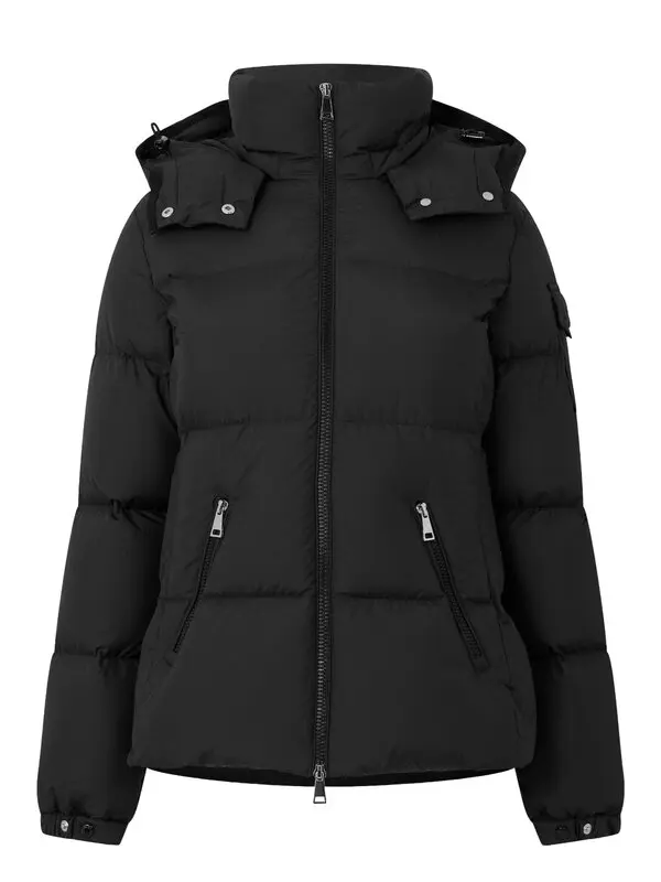 Moncler Quilted Hooded Down Jacket With Zip Up Closure - Black