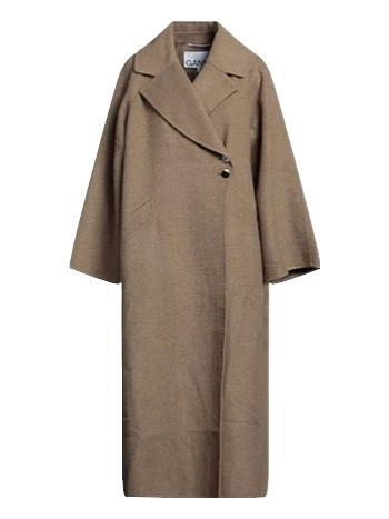 GANNI Single-breasted Brushed-felt Coat - Brown