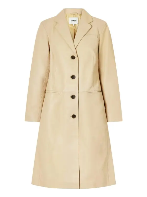 Staud Minimalist Lambskin Coat - Nude