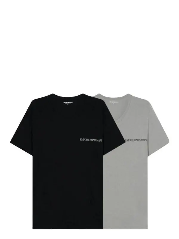 Emporio Armani Two-pack Of Core Logoband Jersey Loungewear T-shirts - Black/gray