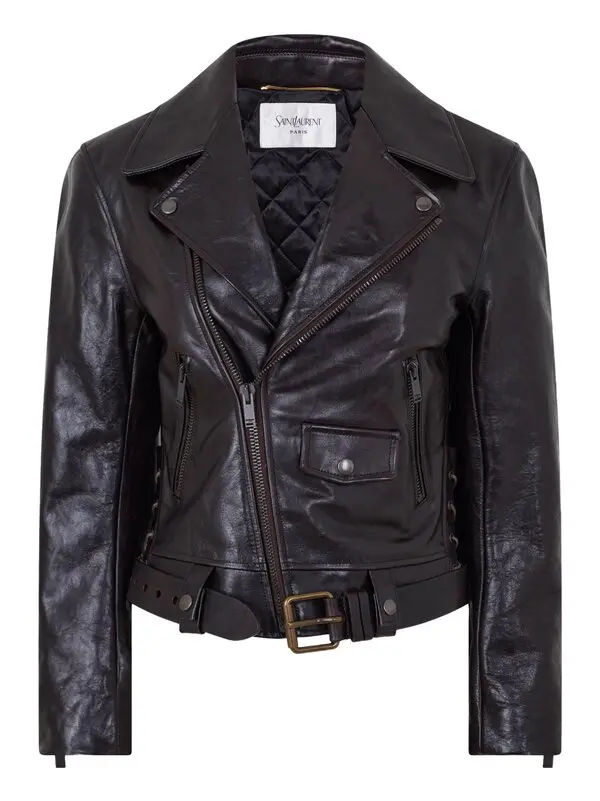 Saint Laurent Leather Biker Jacket - Black
