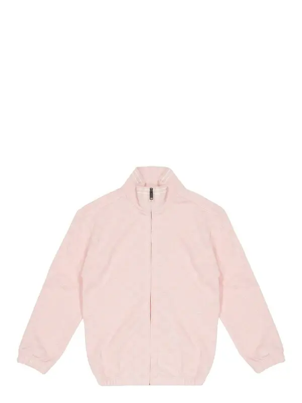 Gucci Stand Collar Full Zip Jacket With Allover Monogram Print - Pink