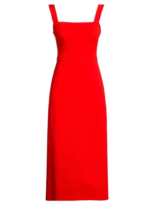 Tory Burch Slim Square Neck Crepe Dress - Red