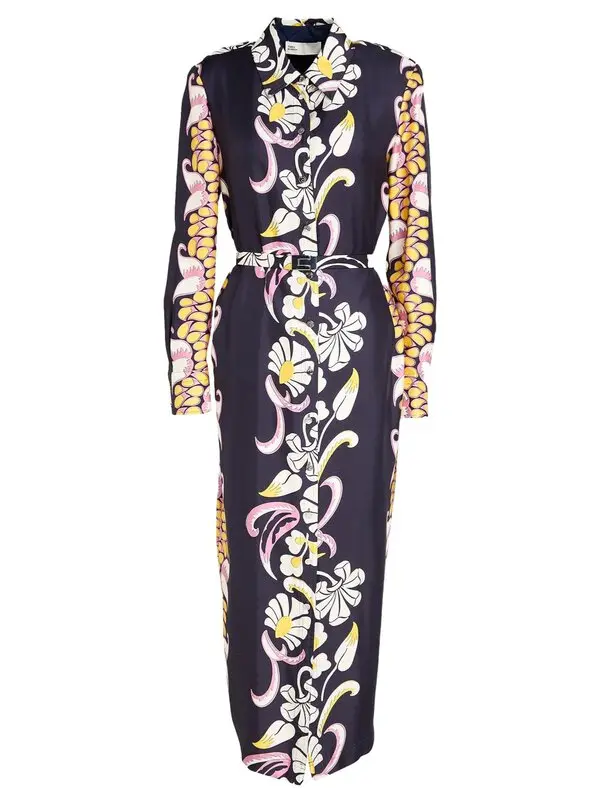 Tory Burch Printed Cotton Twill Shirt Dress - Black
