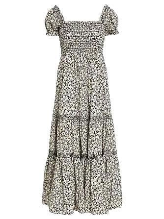 Tory Burch Floral-print Poplin Midi Dress - Gray