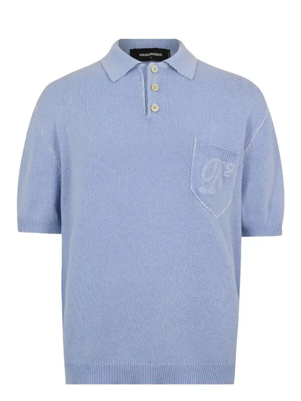 Dsquared2 Shortsleeve Knit Polo Shirt - Blue