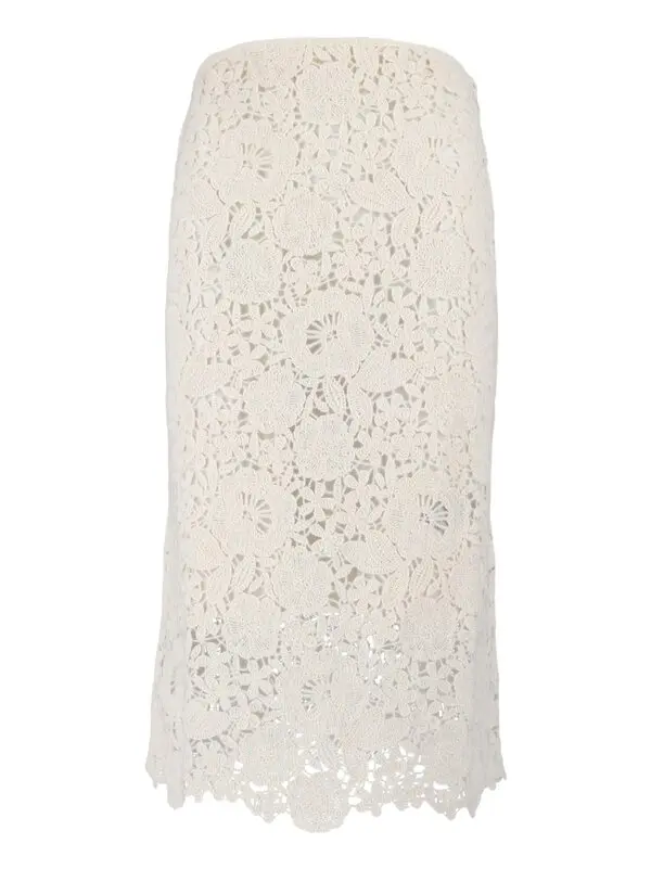 Ermanno Scervino Floral Lace Midi Skirt - White