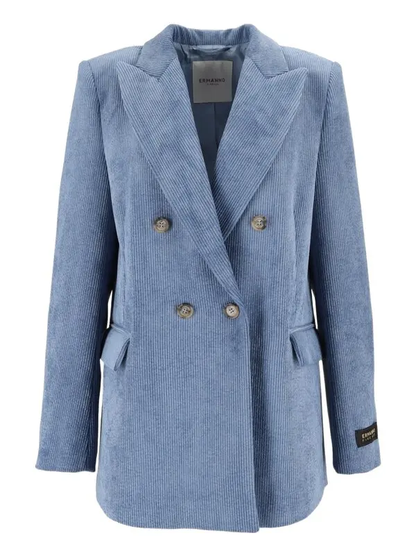 Ermanno Scervino Corduroy Double-breasted Jacket - Blue