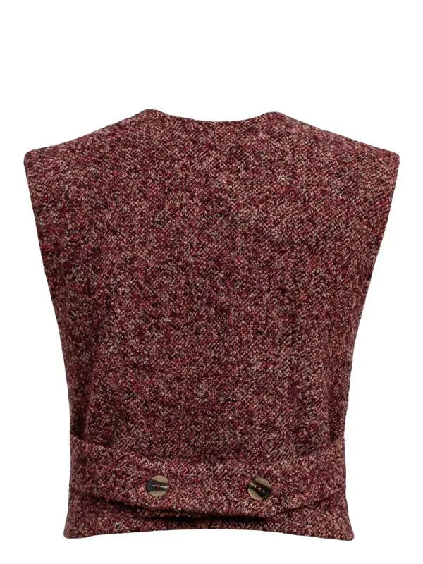 REMAIN BIRGER Crew-neck Sleeveless Cropped Tweed Top - Red