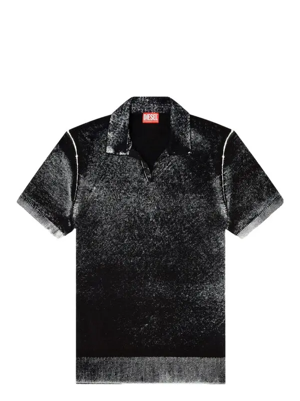 DIESEL® Washedeffect Shortsleeve Knit Polo Shirt - Black