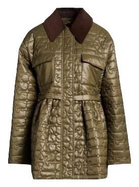 GANNI Quilted Jacket With Corduroy Trims - Brown
